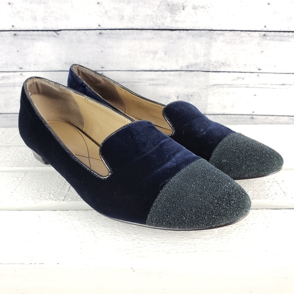 Isola | Shoes | Isola Glimmering Blue Cap Toe Smoking Shoe Flats | Poshmark